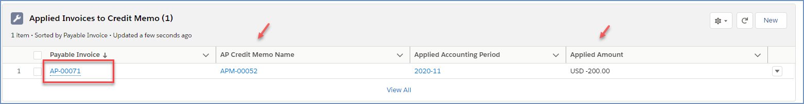 Apply a Credit Memo to a Payable