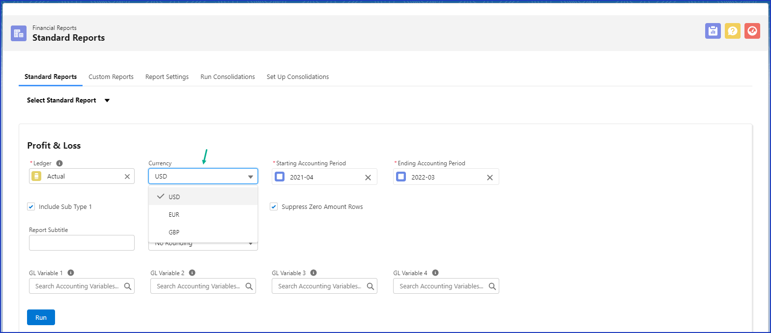 Financial Reports - Standard Reports