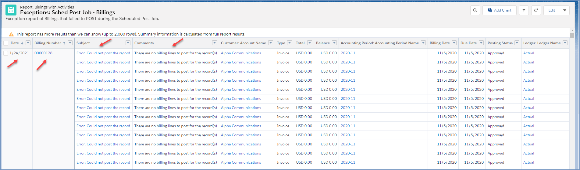 Review an Automated Job Results Exception Report