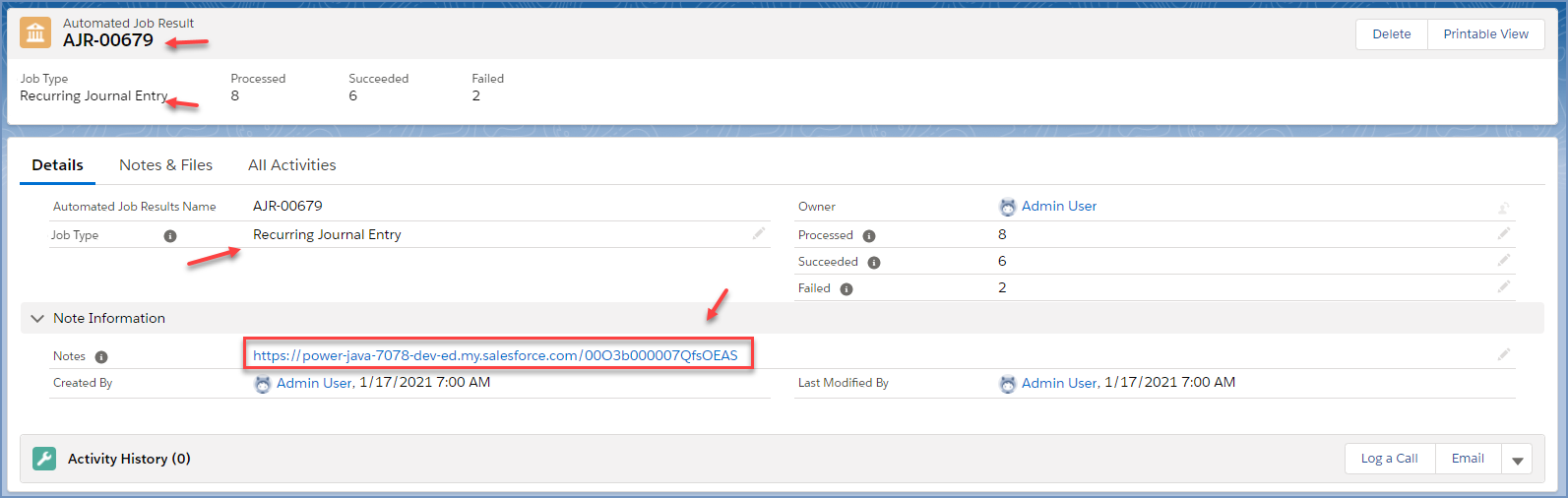Review an Automated Job Results Exception Report