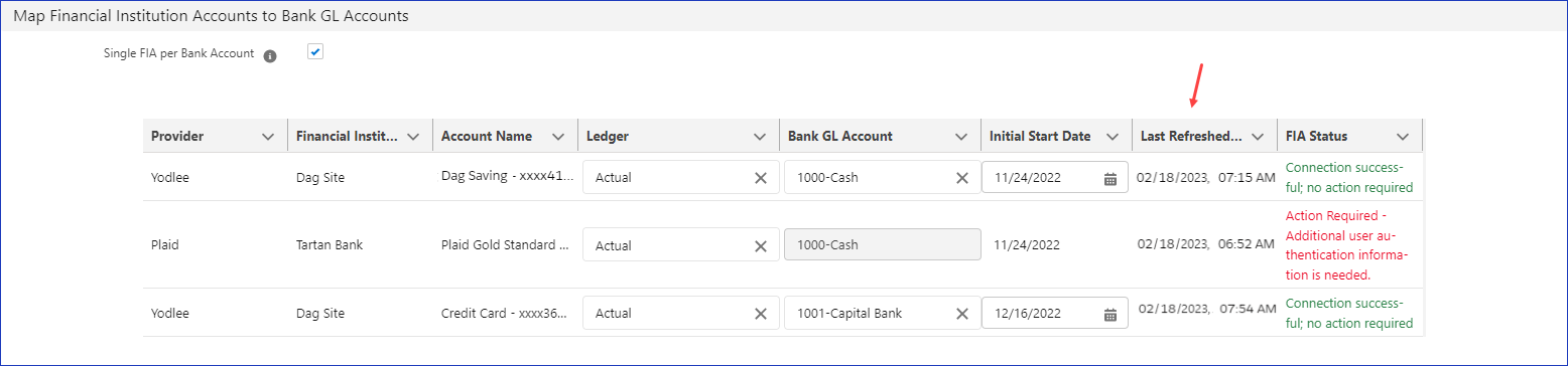 Bank Direct Connect - Bank Settings